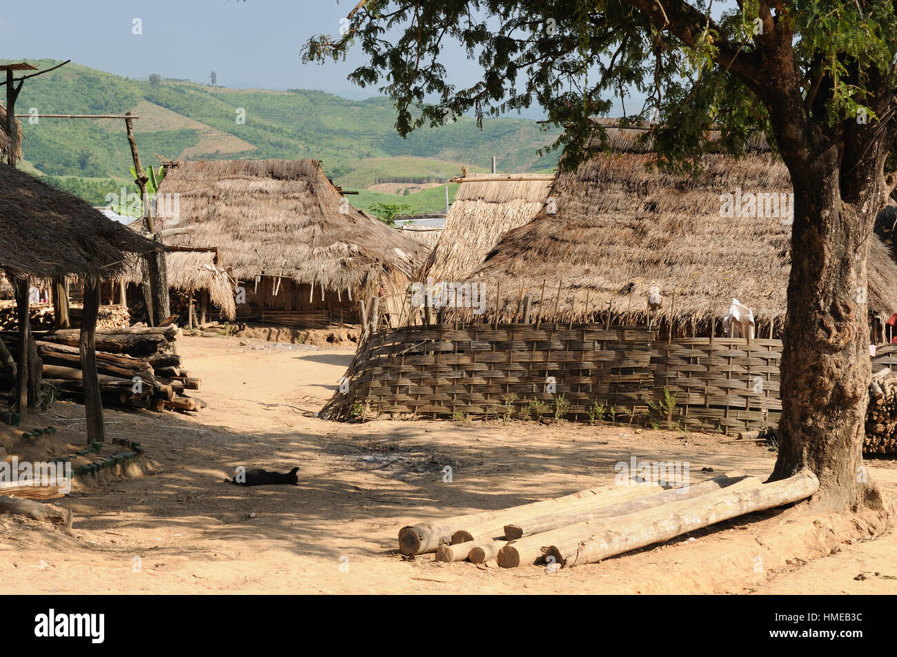 Lao - rural scene on the village near Muang Sing Stock Photo - Alamy