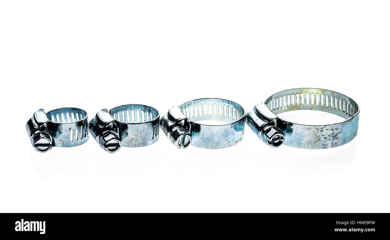 Stainless Steel Metal Hose Clamp isolated on a white background. Ideal ...