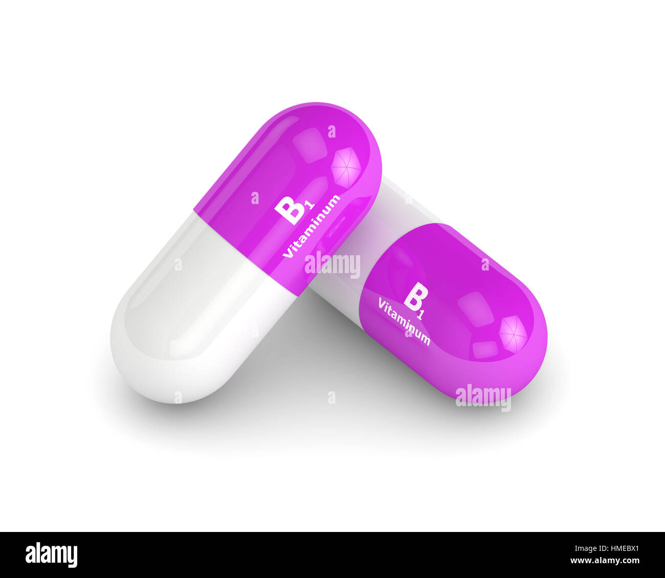 3d rendering of B1 vitamin pills isolated over white background Stock ...