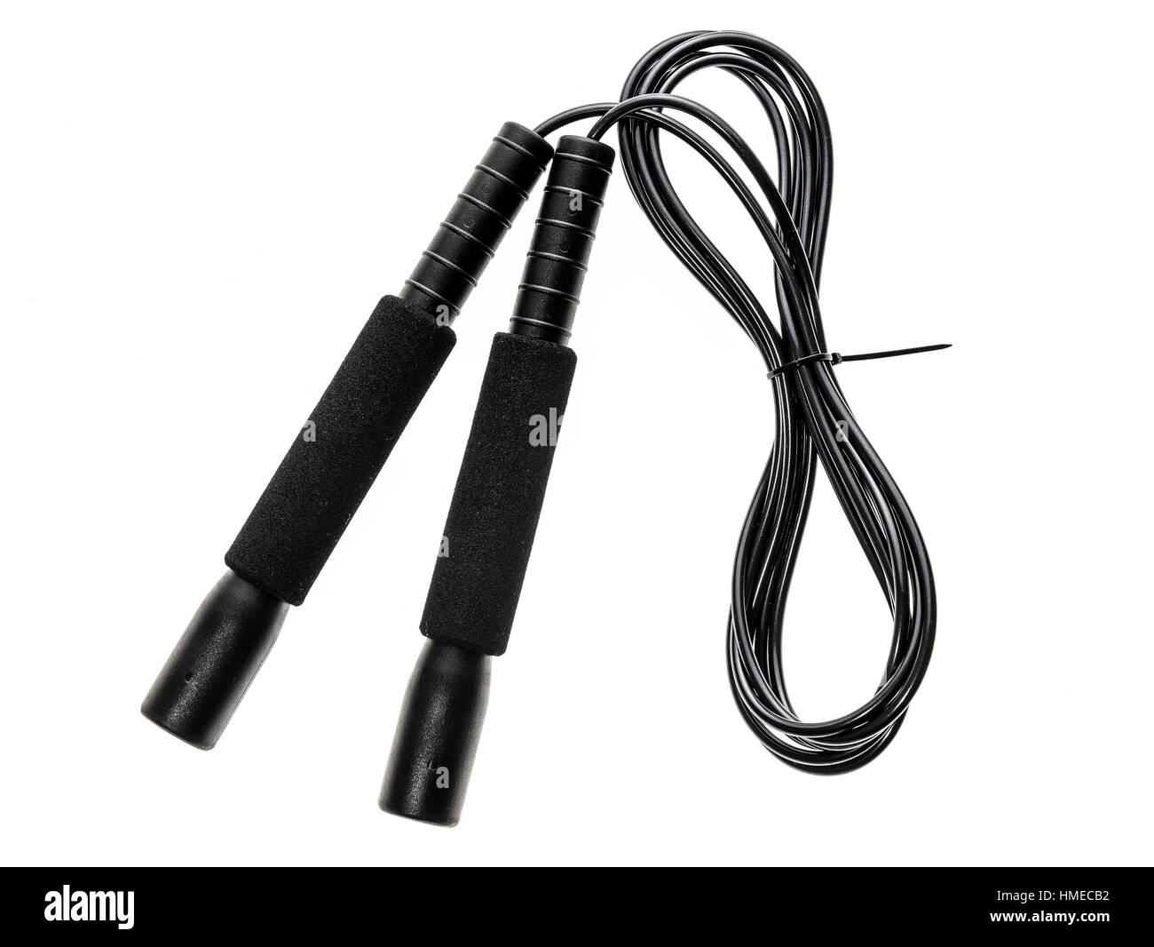Black jump rope or skipping rope isolated on white background. Sports ...