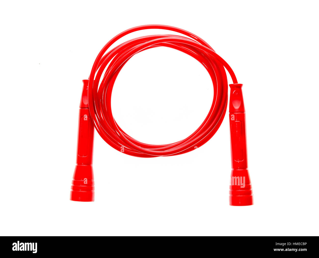 Red jump rope or skipping rope isolated on white background. Sports ...