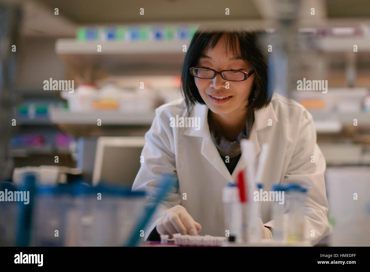 Female Scientist at a Biomedical Laboratory Stock Photo - Alamy