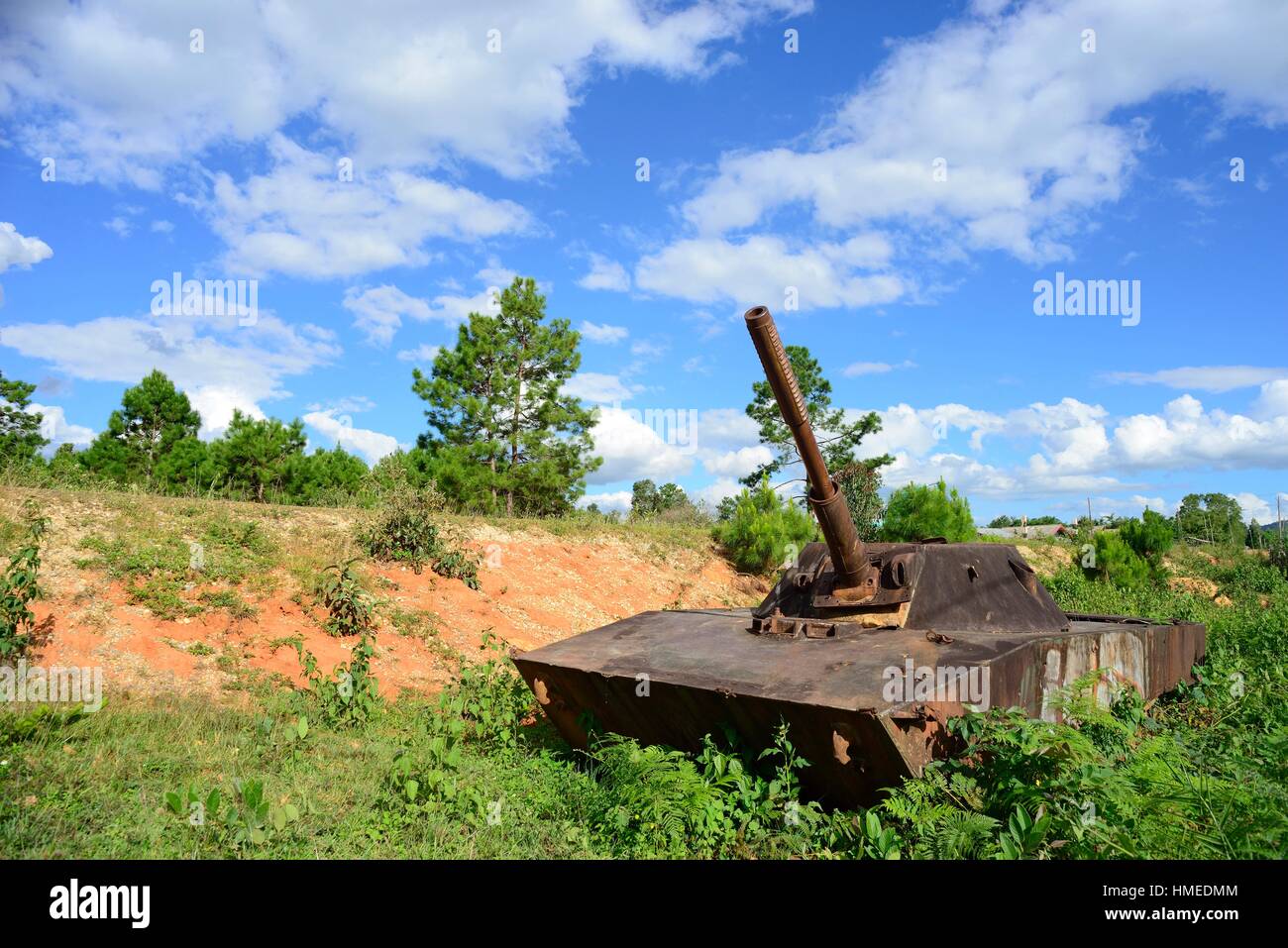 Old russian tank near Kasong in Xieng Khouang, Laos Stock Photo - Alamy