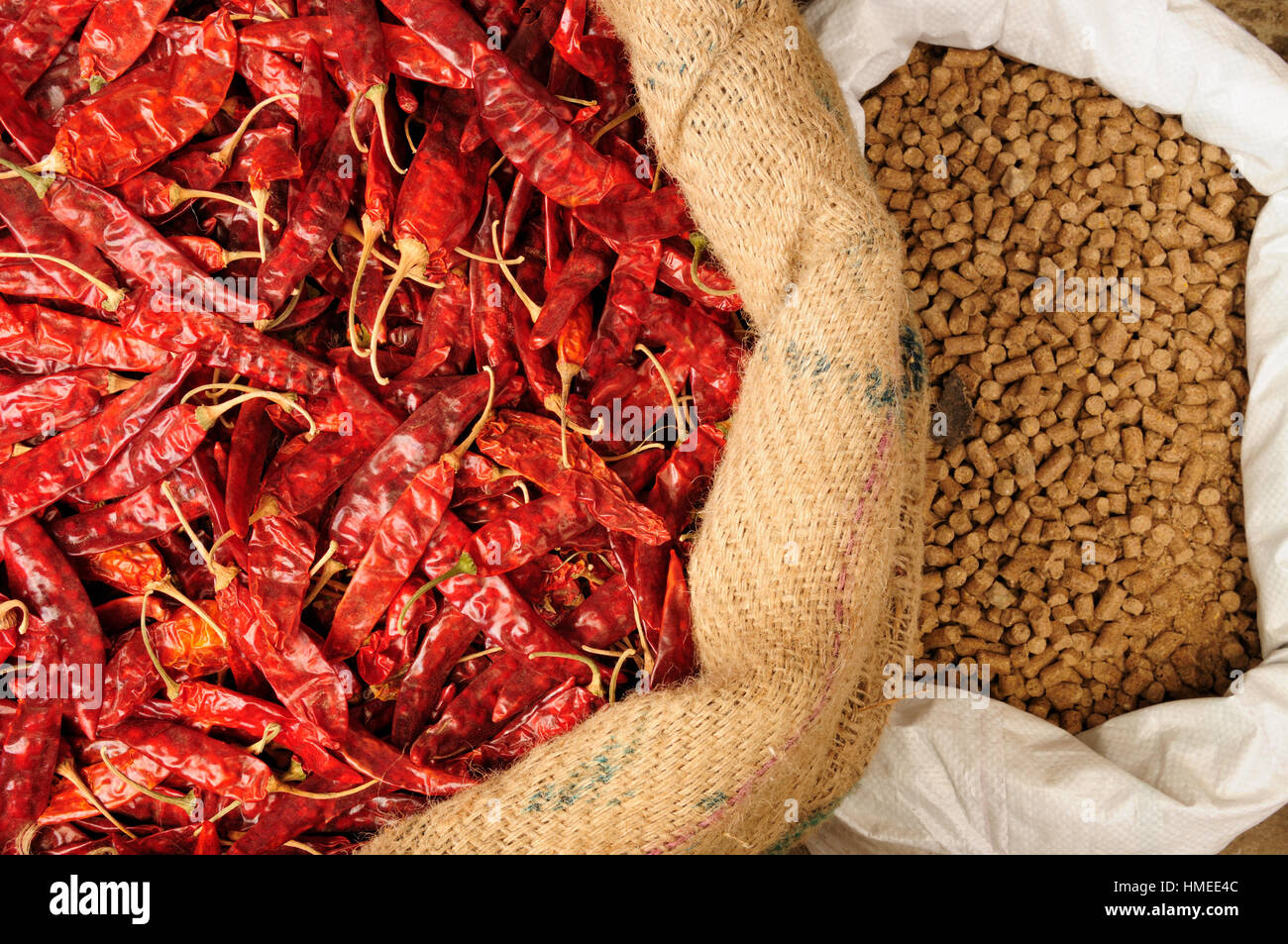 Indian Colorfully Spice. Hot red pepper Stock Photo - Alamy