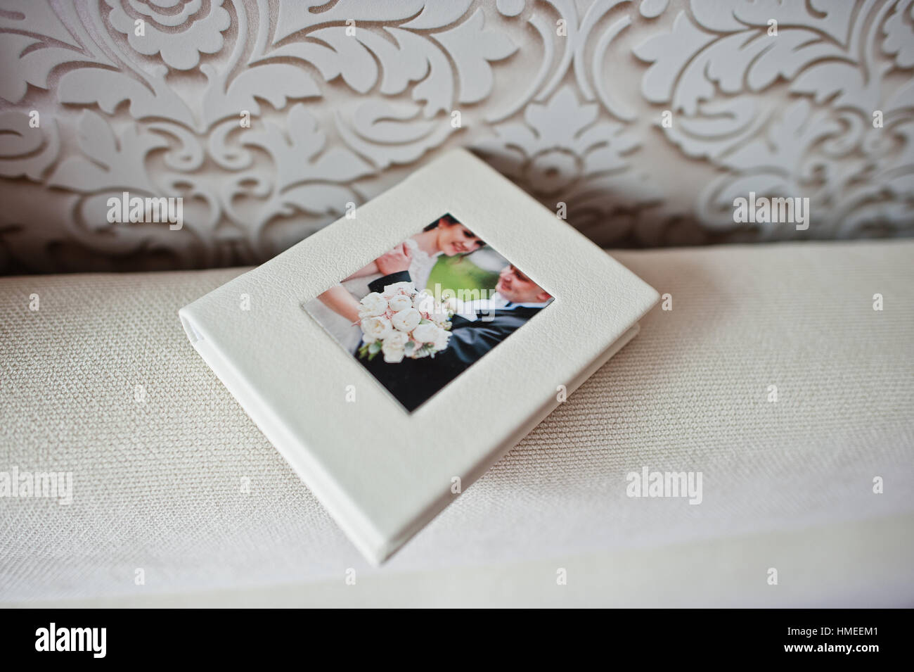 Luxury white classic leather wedding flash box Stock Photo - Alamy