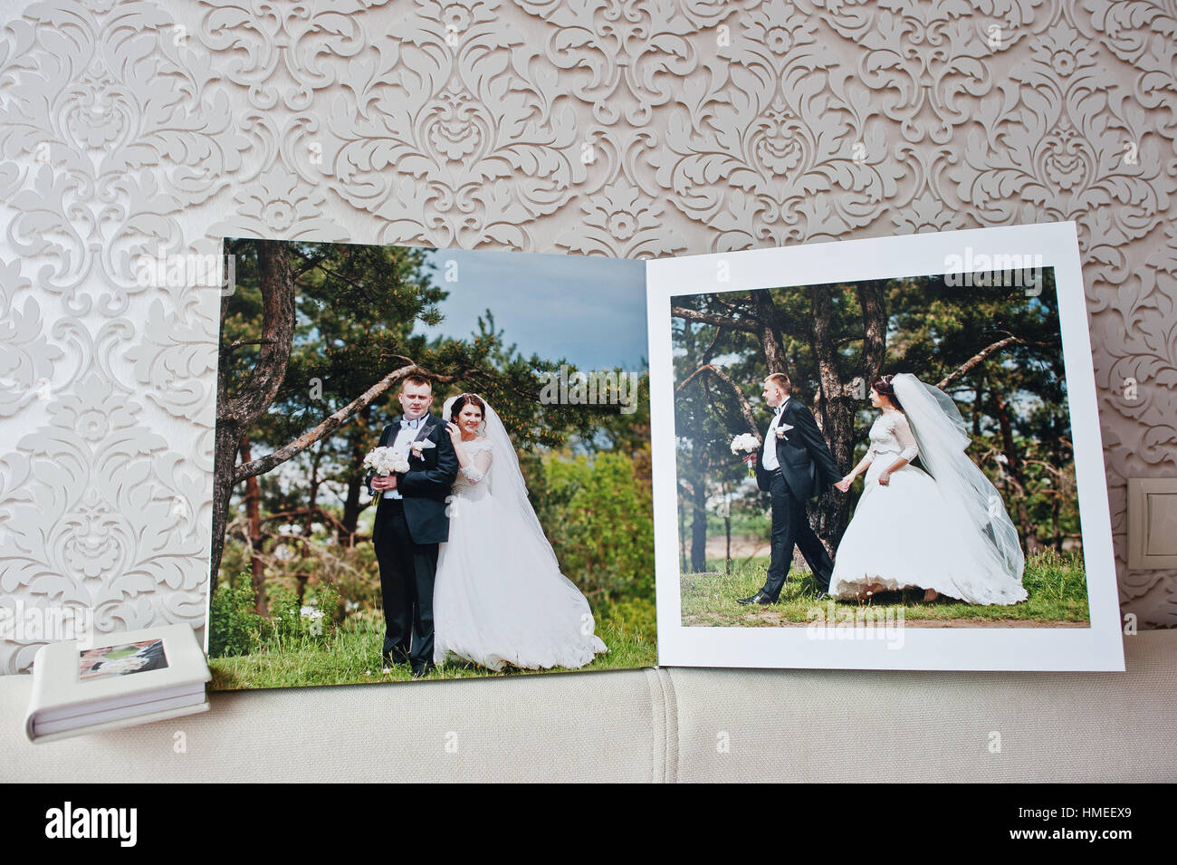 Dual pages of wedding album or wedding book Stock Photo - Alamy