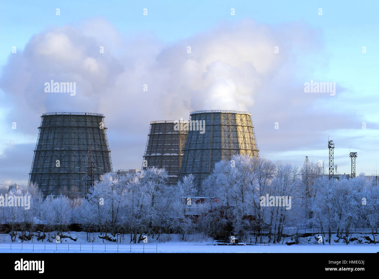 Cooling towers in morning dawn Stock Photo - Alamy