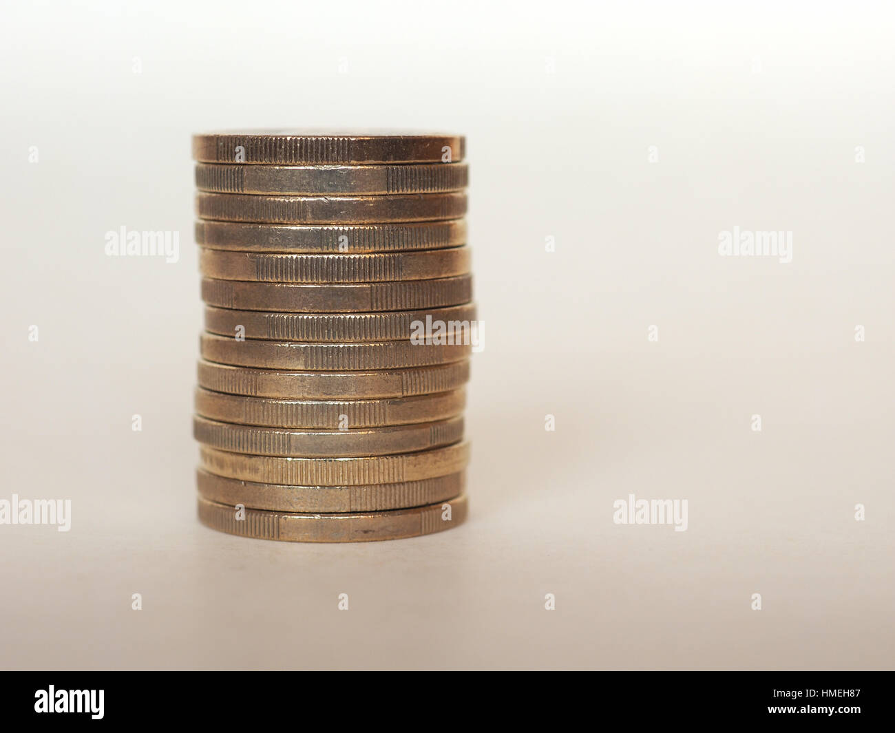 Pile of Euro (EUR) coins, currency of European Union (EU) with copy ...