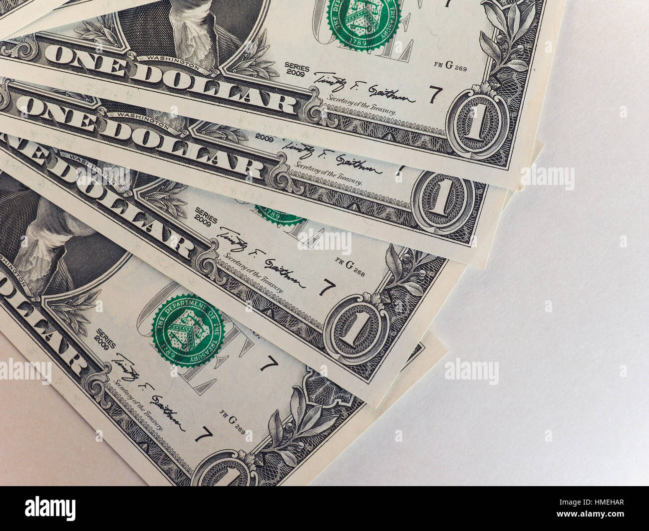 Dollar (USD) banknotes, currency of United States (USA) with copy space ...