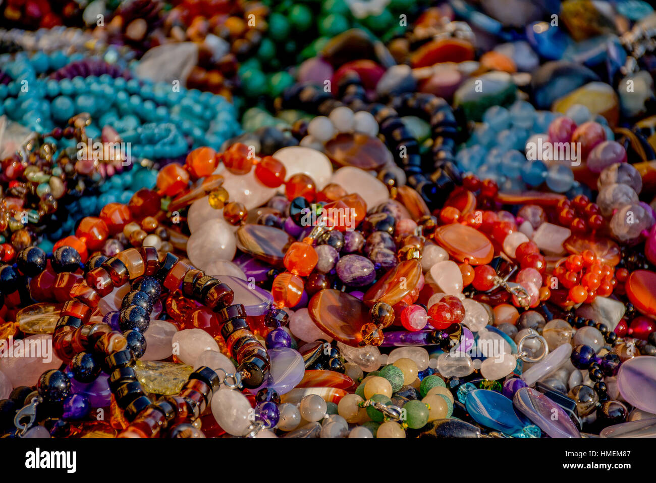Jewelry of semi-precious stones Stock Photo - Alamy