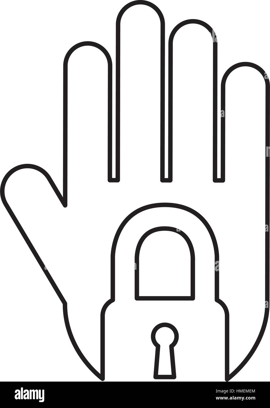 hand human with padlock silhouette icon vector illustration design ...