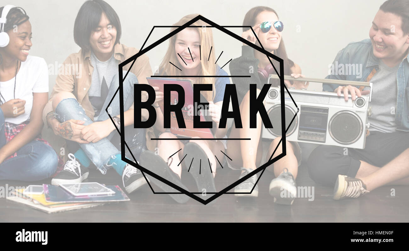 Break Vintage Vector Graphic Concept Stock Photo - Alamy