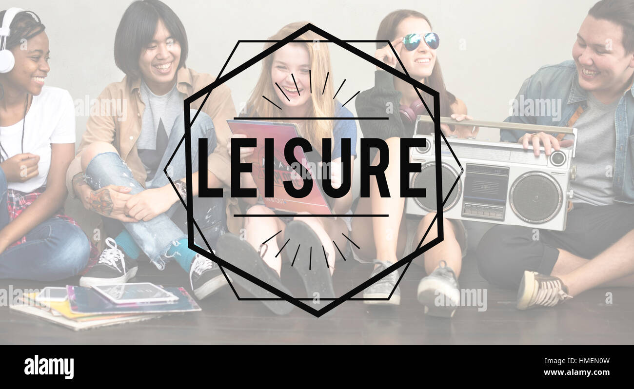 Leisure Vintage Vector Graphic Concept Stock Photo - Alamy