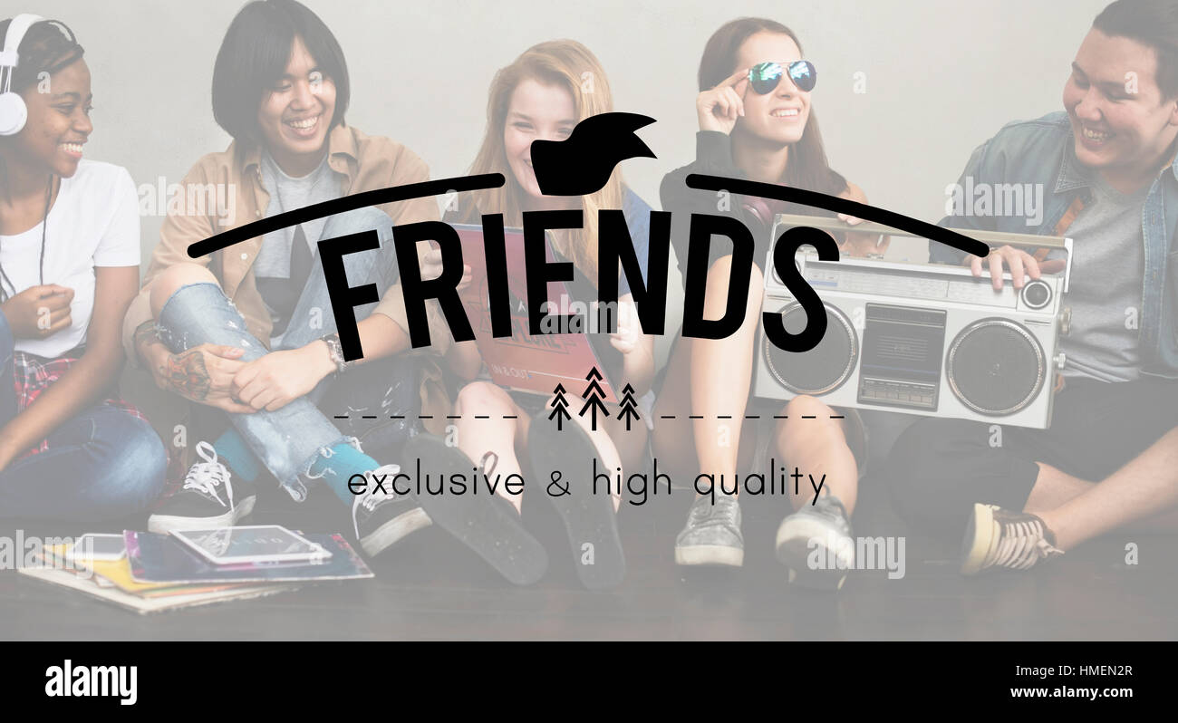 Friends Vintage Vector Graphic Concept Stock Photo - Alamy