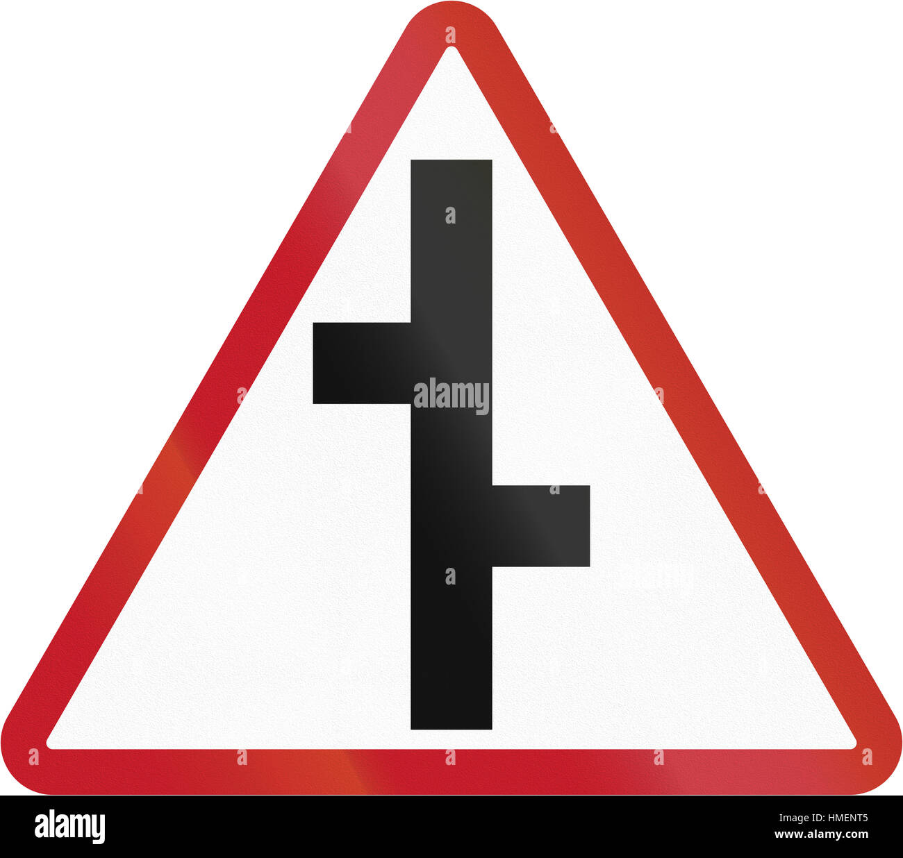 Road sign in the Philippines - Staggered Cross Road Stock Photo - Alamy