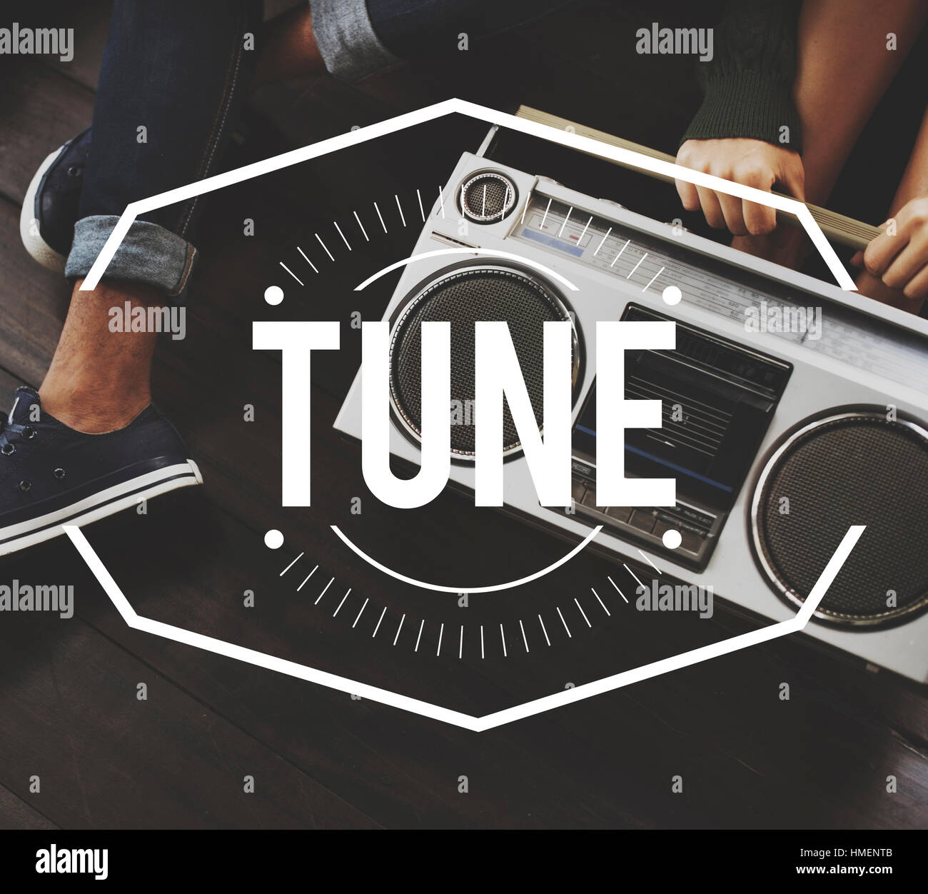 Tune Vintage Vector Graphic Concept Stock Photo - Alamy