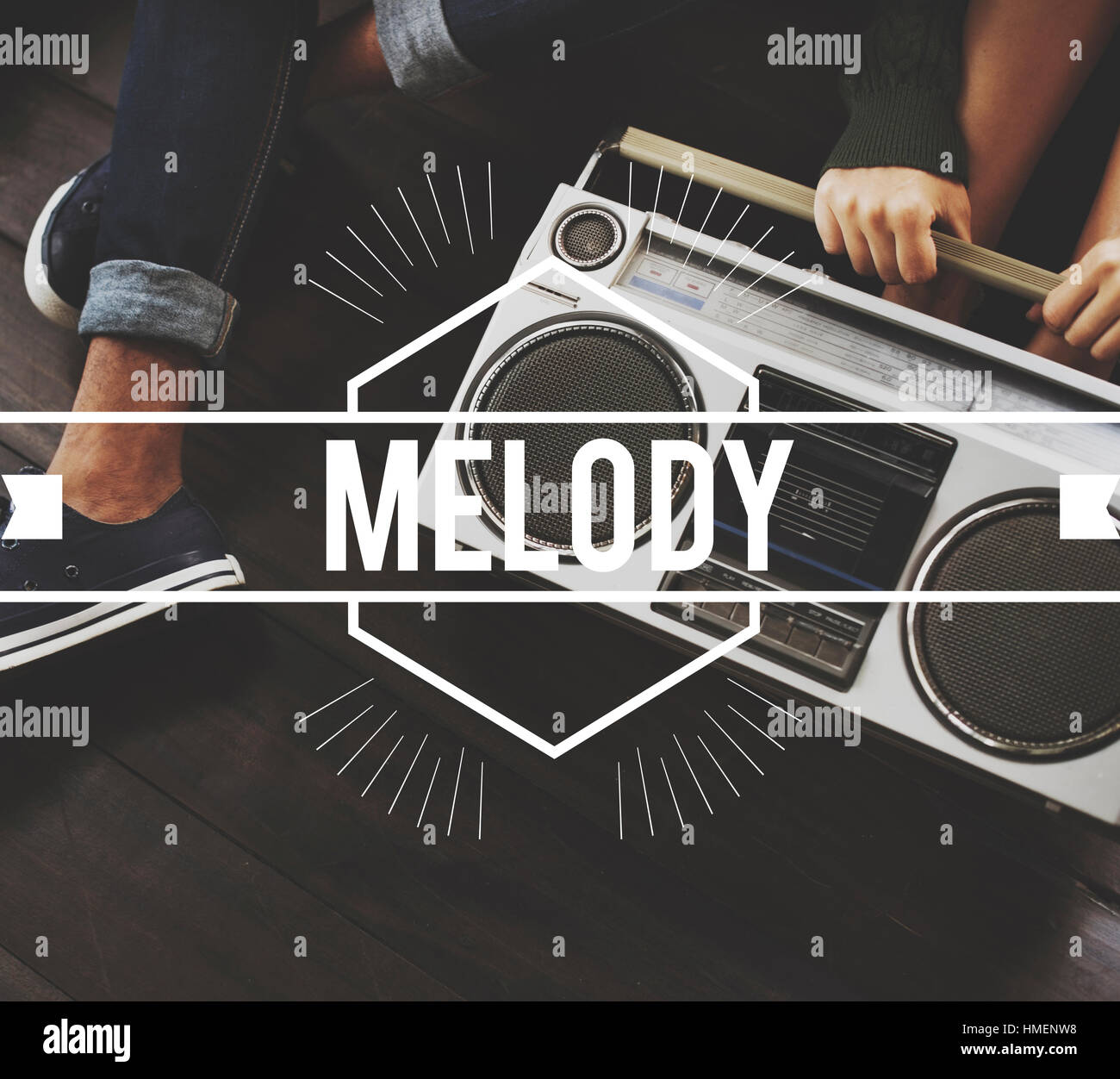 Melody Vintage Vector Graphic Concept Stock Photo - Alamy