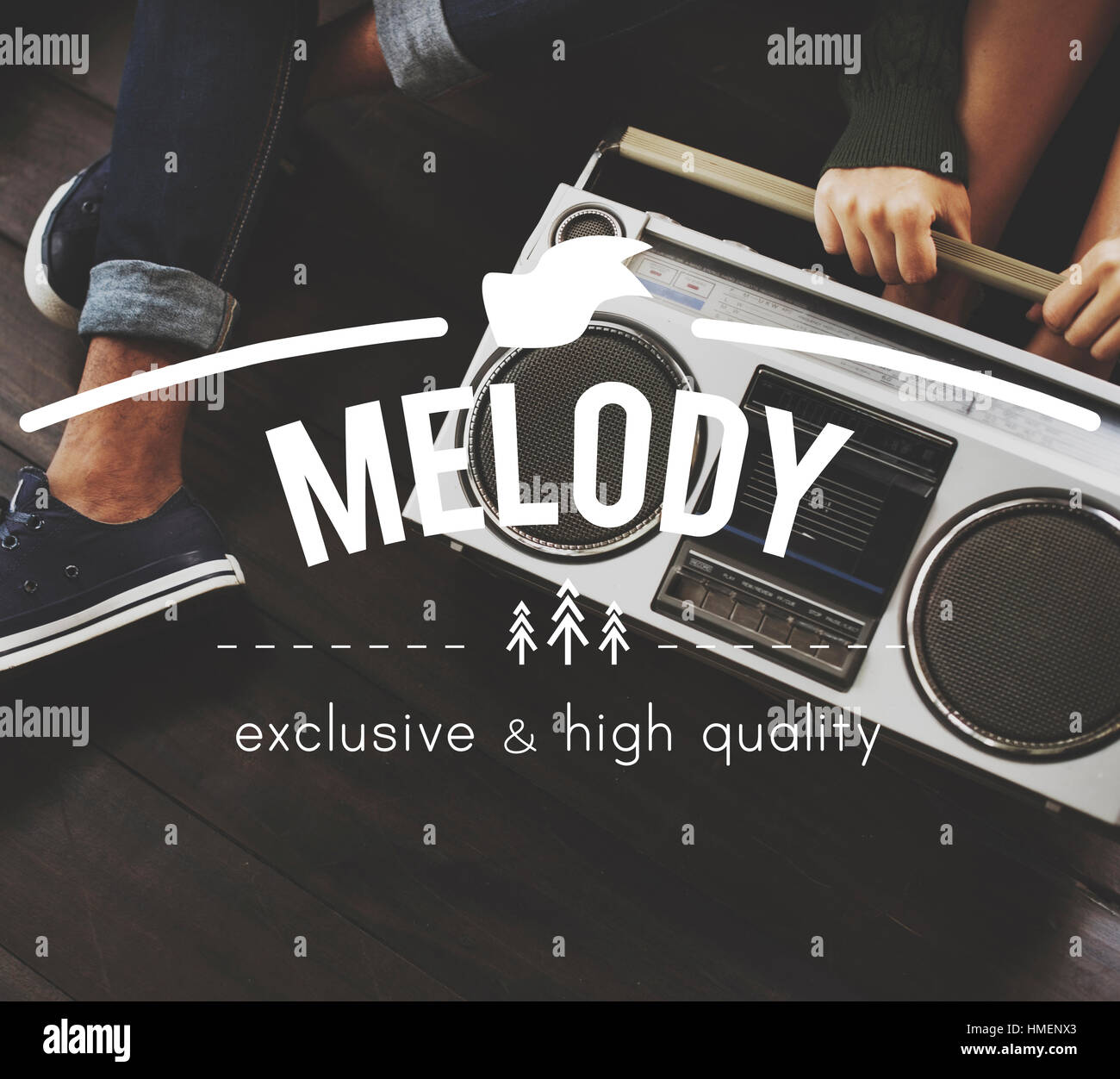 Melody Vintage Vector Graphic Concept Stock Photo - Alamy