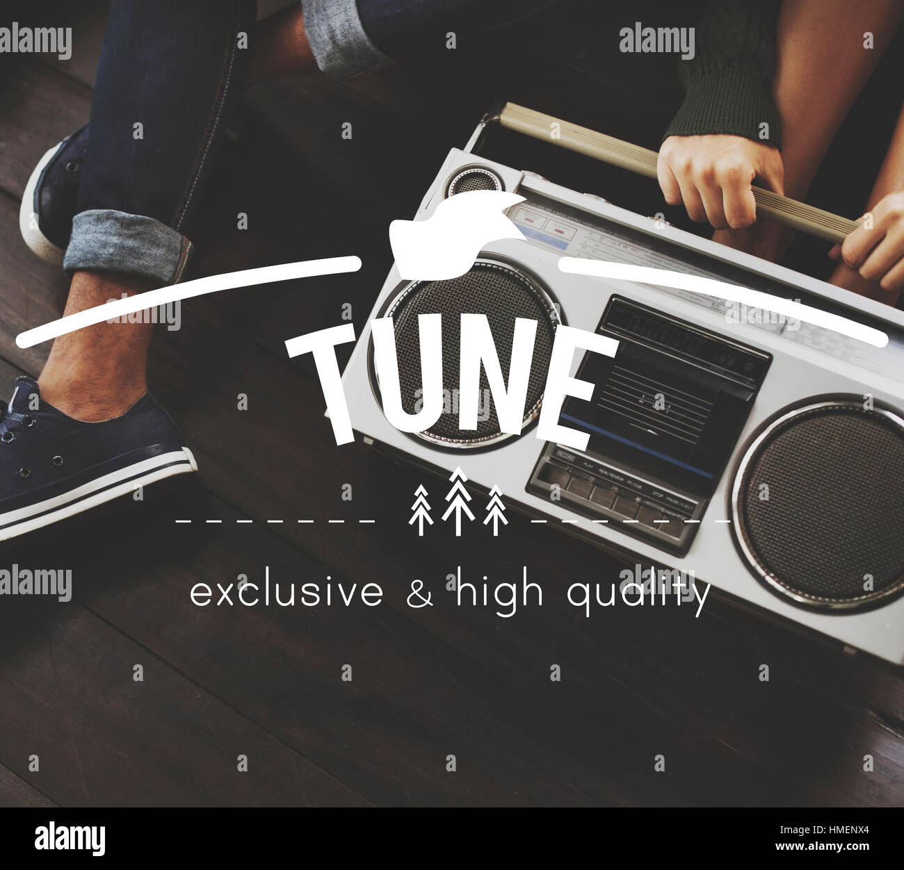Tune Vintage Vector Graphic Concept Stock Photo - Alamy