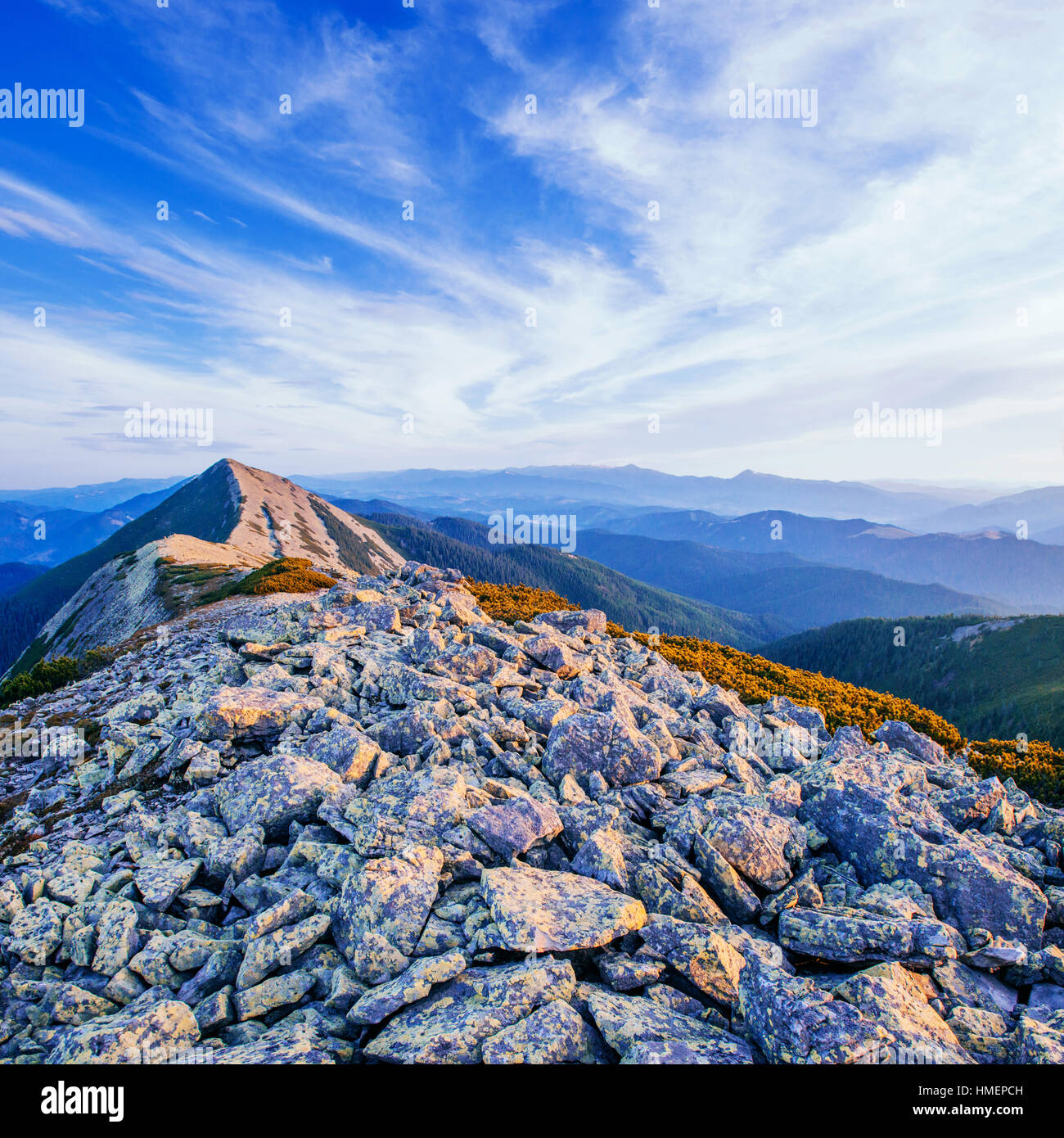 Fantastic sunset in the mountains of Ukraine Stock Photo - Alamy