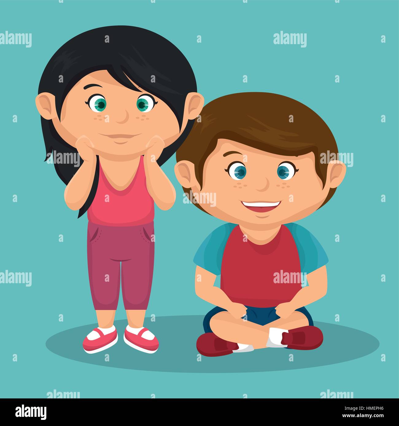 cute little kids character vector illustration design Stock Vector ...