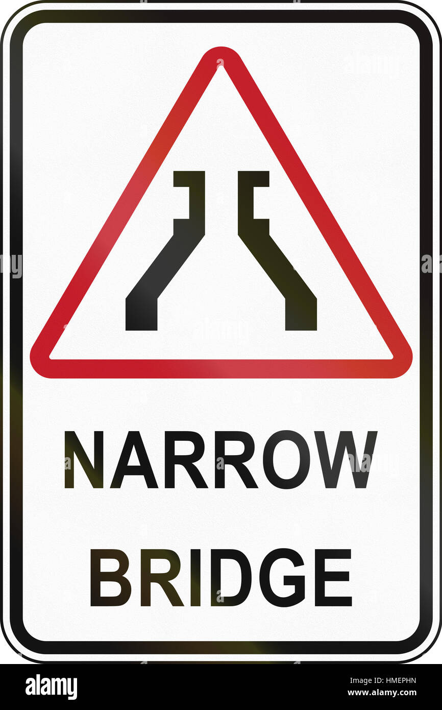 Road sign in the Philippines - Narrow Bridge Stock Photo - Alamy