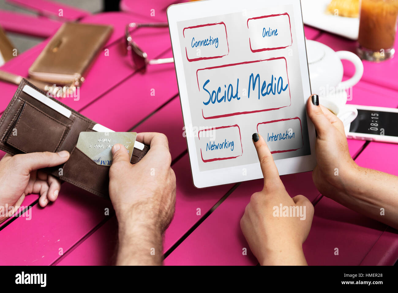 Social Media Connecting Internet Digital Sharing Concept Stock Photo ...