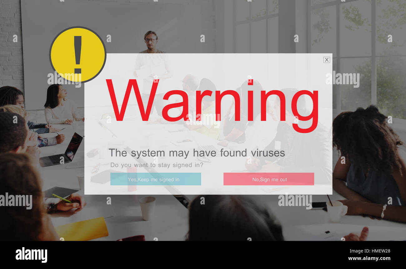 Exclamation Warning Caution Popup Concept Stock Photo - Alamy
