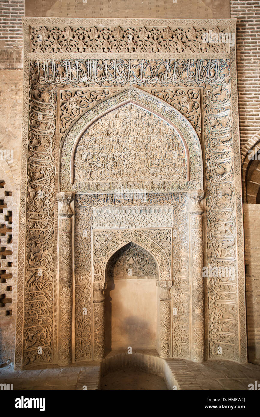 Oljeitu (Mongal) mihrab in the West Iwan of the Friday Mosque, Isfahan ...