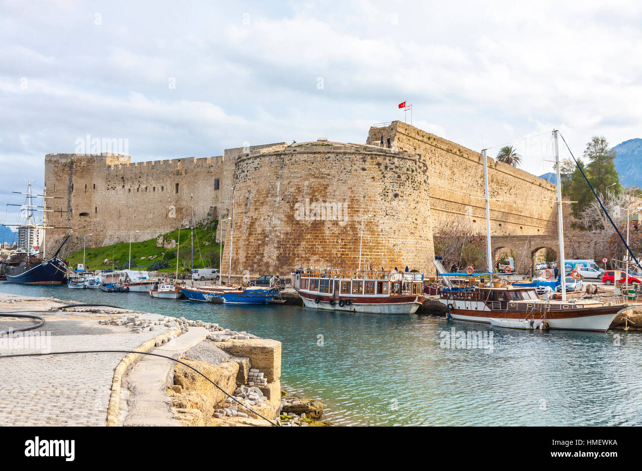 Old harbour and Kyrenia castle (Girne Kalesi), Northern Cyprus. Kyrenia ...