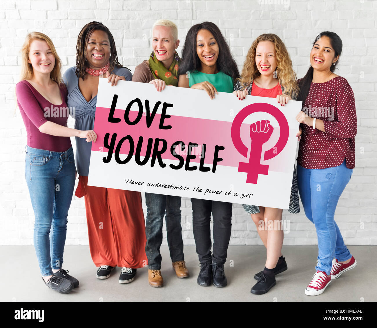 Women Girl Power Feminism Equal Opportunity Concept Stock Photo - Alamy