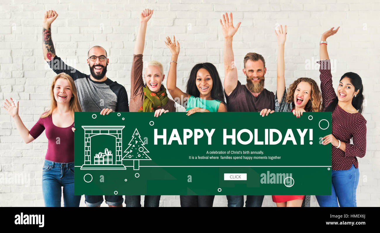 Happy Holiday Break Celebrate Party Enjoyment Concept Stock Photo - Alamy