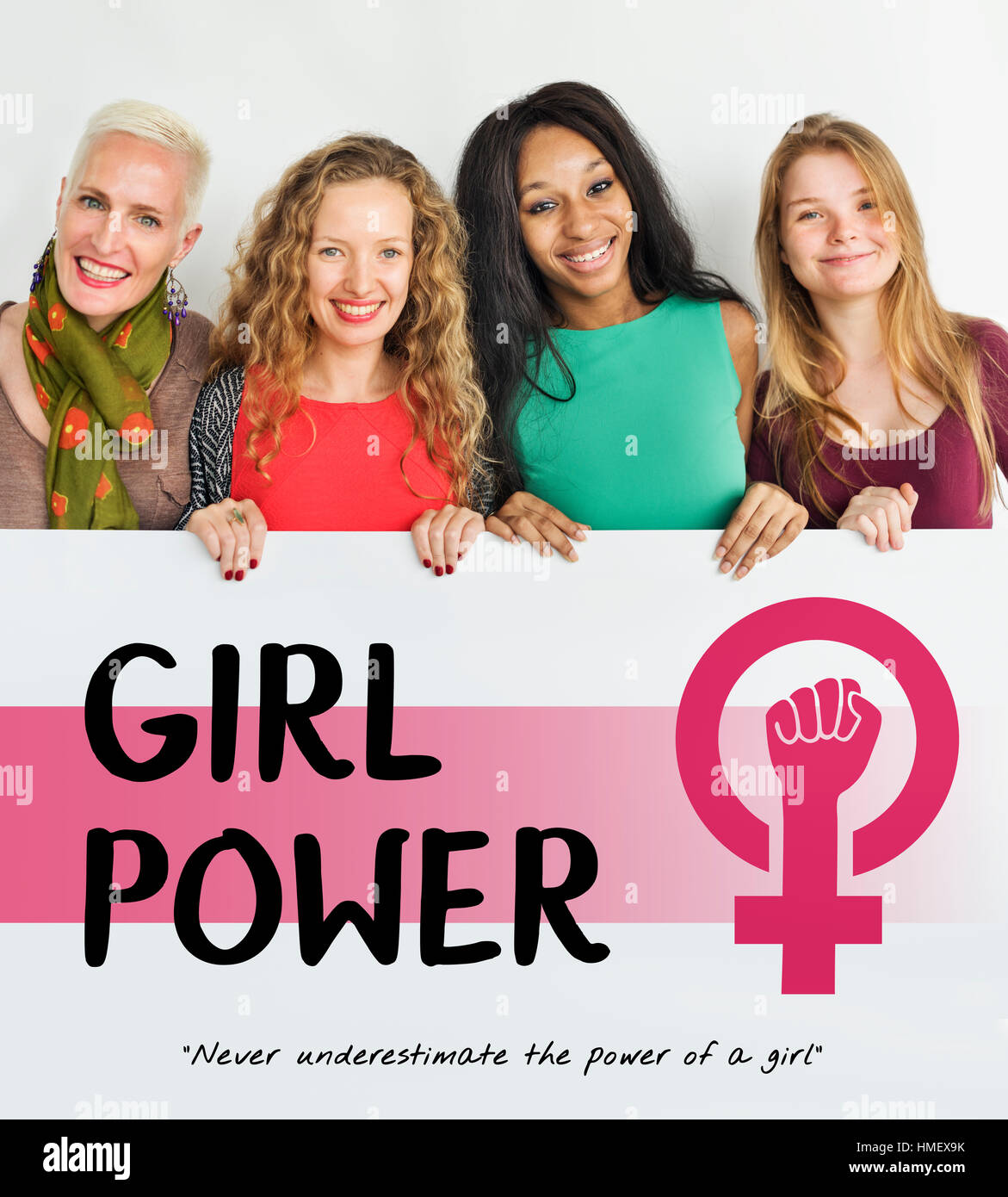 Women Girl Power Feminism Equal Opportunity Concept Stock Photo - Alamy