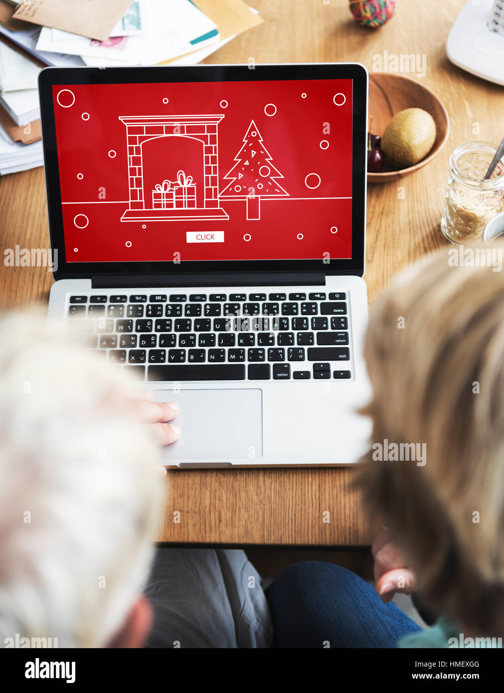 Illustration happy christmas laptop computer hi-res stock photography ...