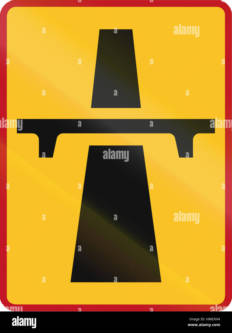 Sign marking the beginning of a temporary single-carriageway in South ...