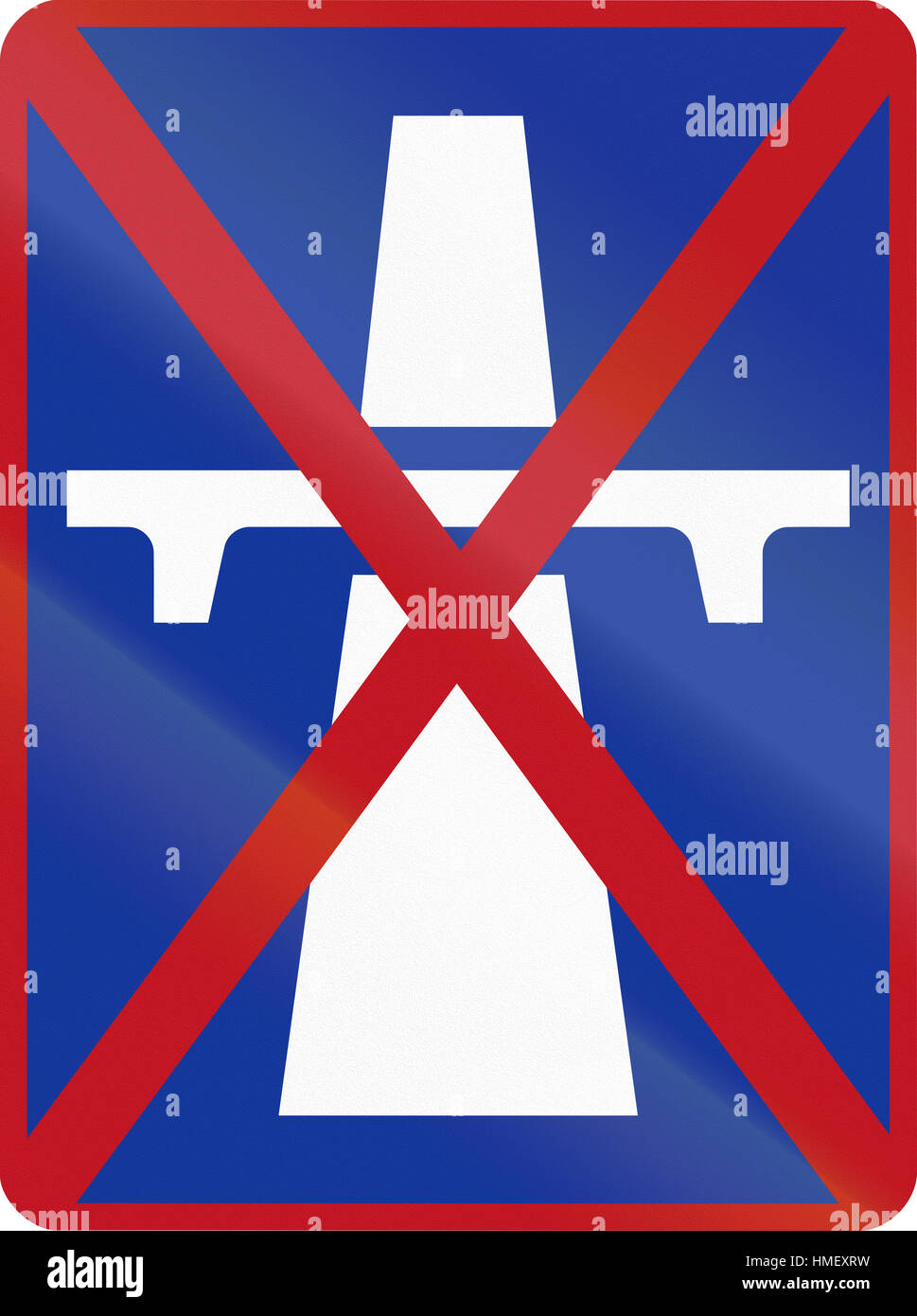 Sign marking the end of a single-carriageway in South Africa Stock ...