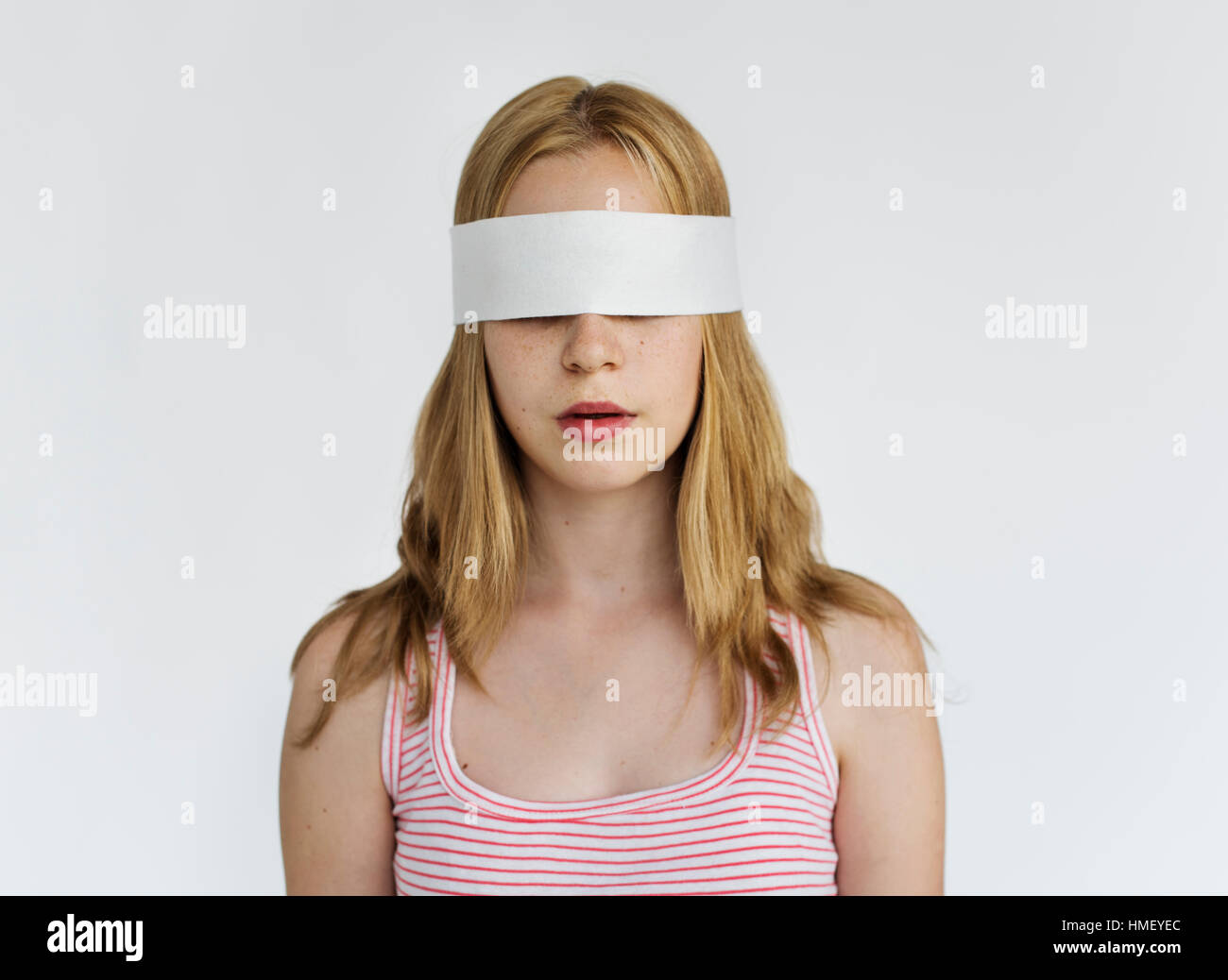 Young Woman Covering Eyes Concept Stock Photo - Alamy