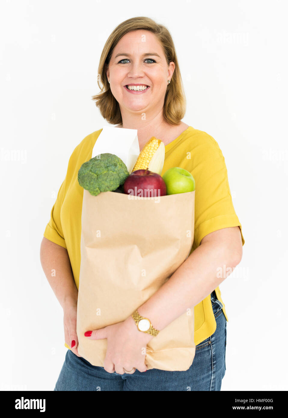The bag lady carrying groceries hi-res stock photography and images - Alamy