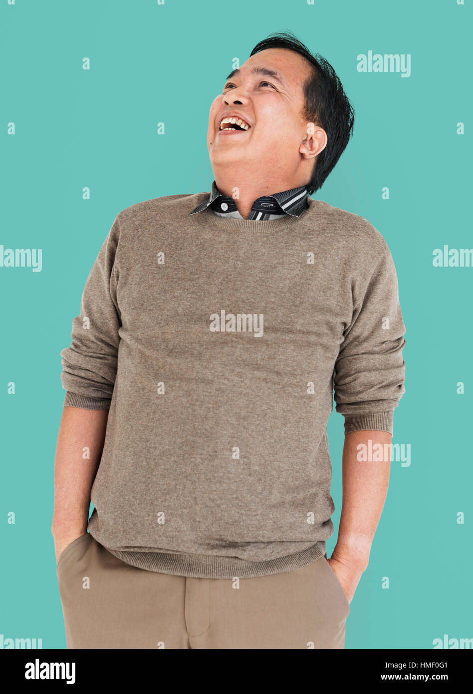 Asian Man Lean Back Laughing Concept Stock Photo - Alamy
