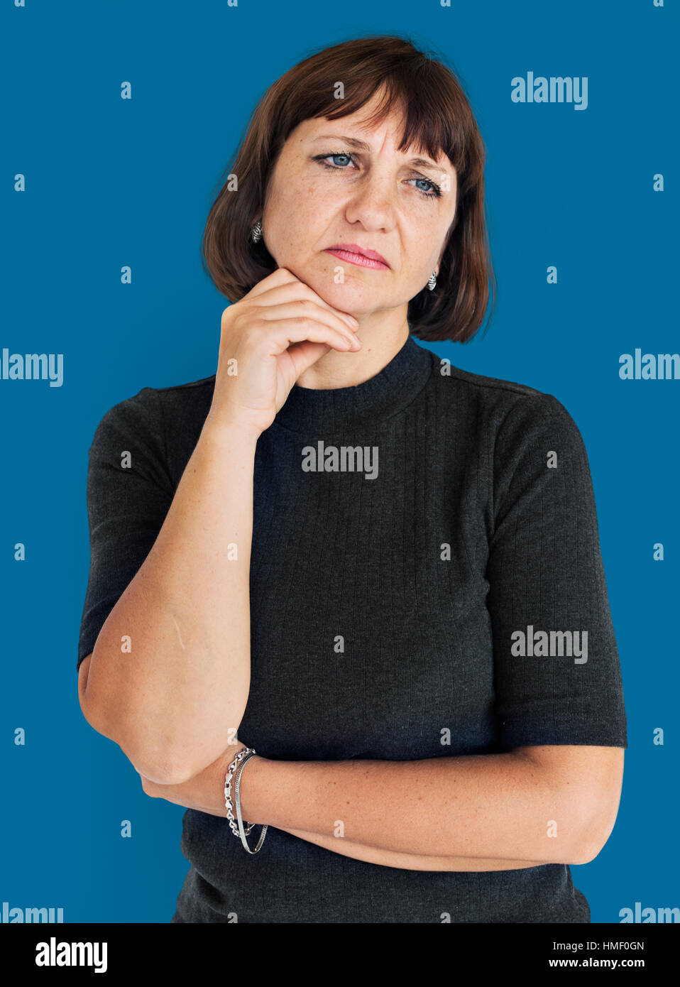 Woman Stressed Face Expression Concept Stock Photo - Alamy