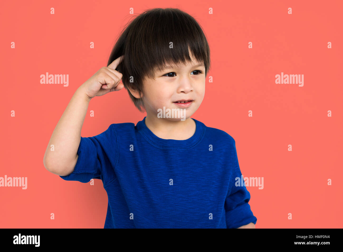 Little Kid Boy Think Curious Concept Stock Photo - Alamy