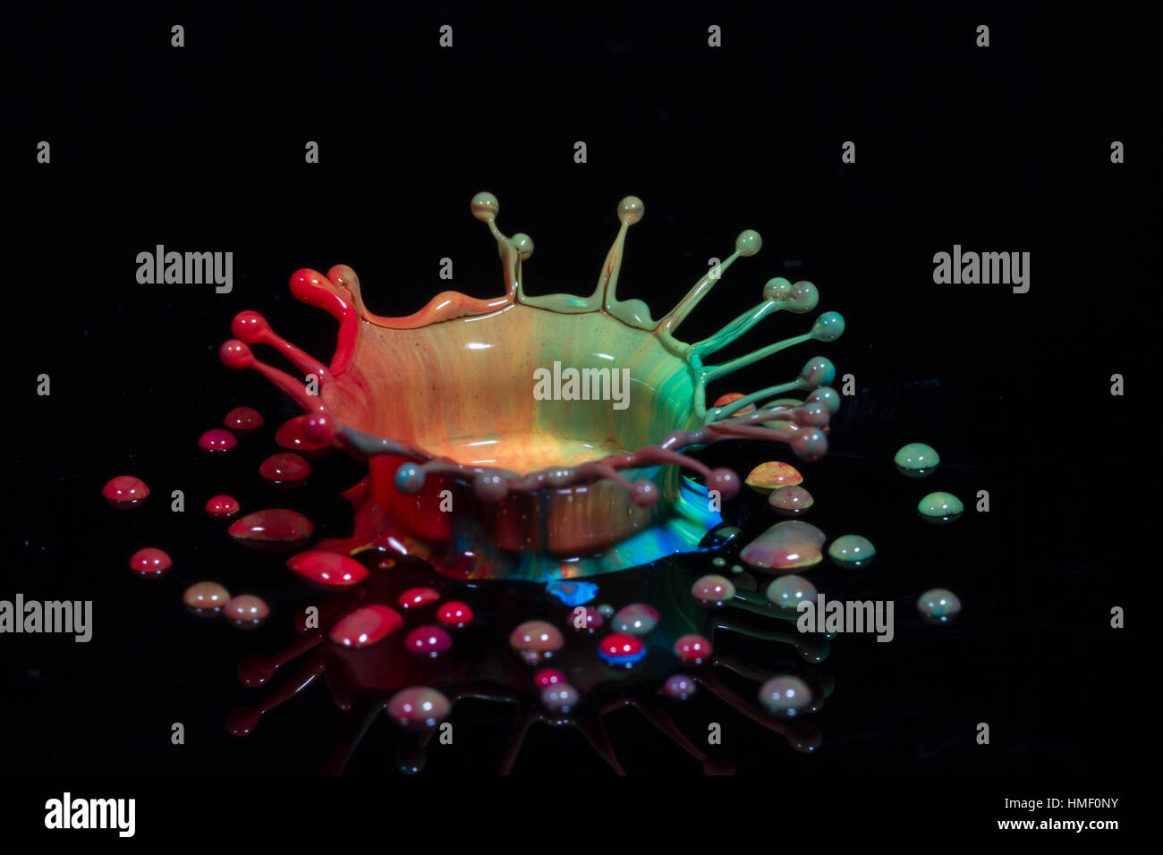 The captured study of the physics of a falling drop of liquid Stock ...