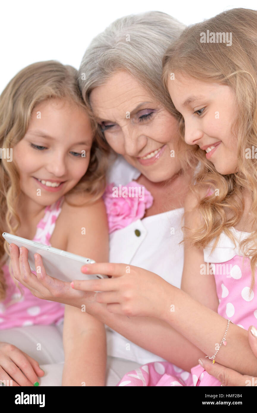granny with her granddaughters Stock Photo - Alamy