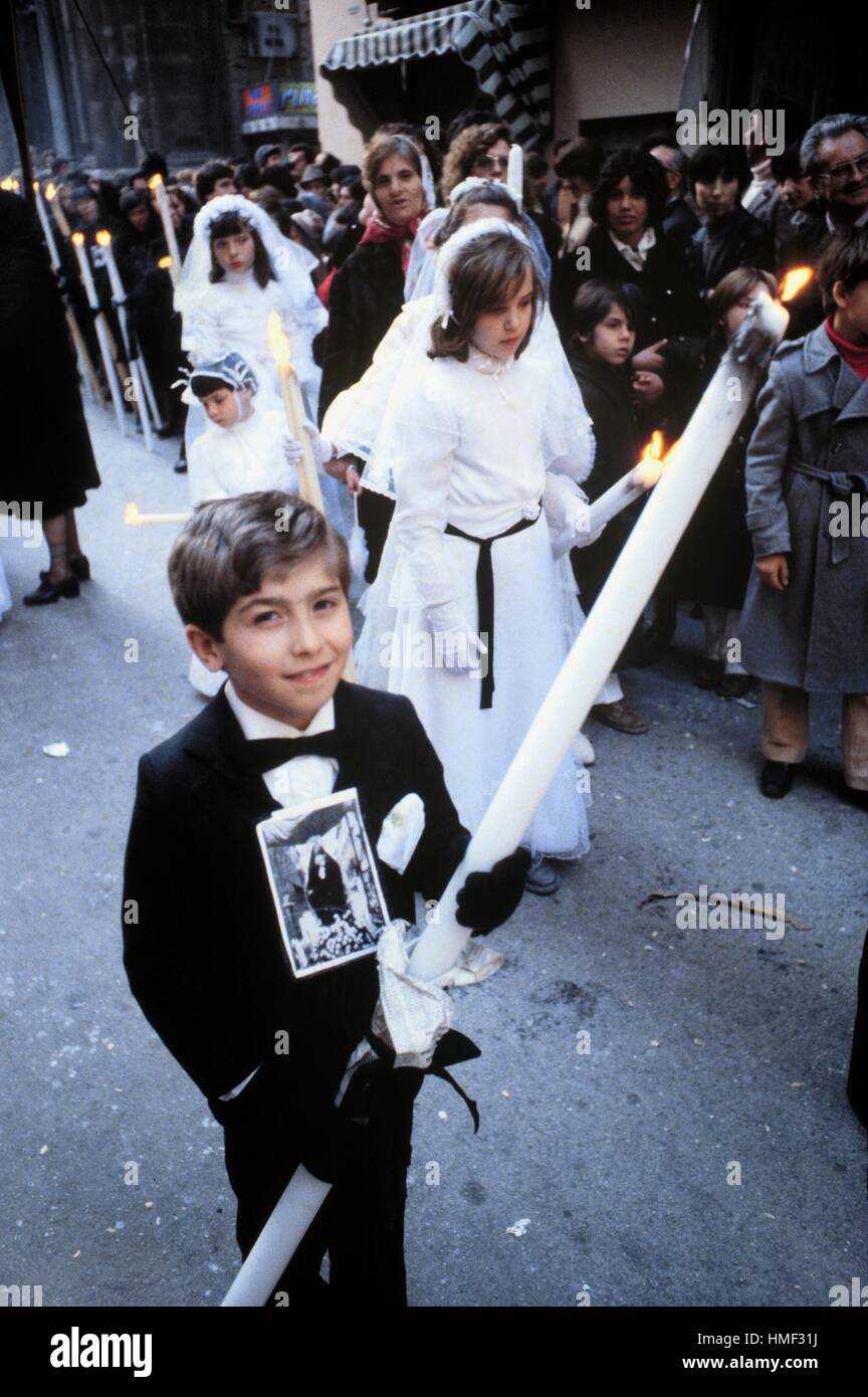 Sicily (Italy); traditional celebrations of the Easter, procession of ...