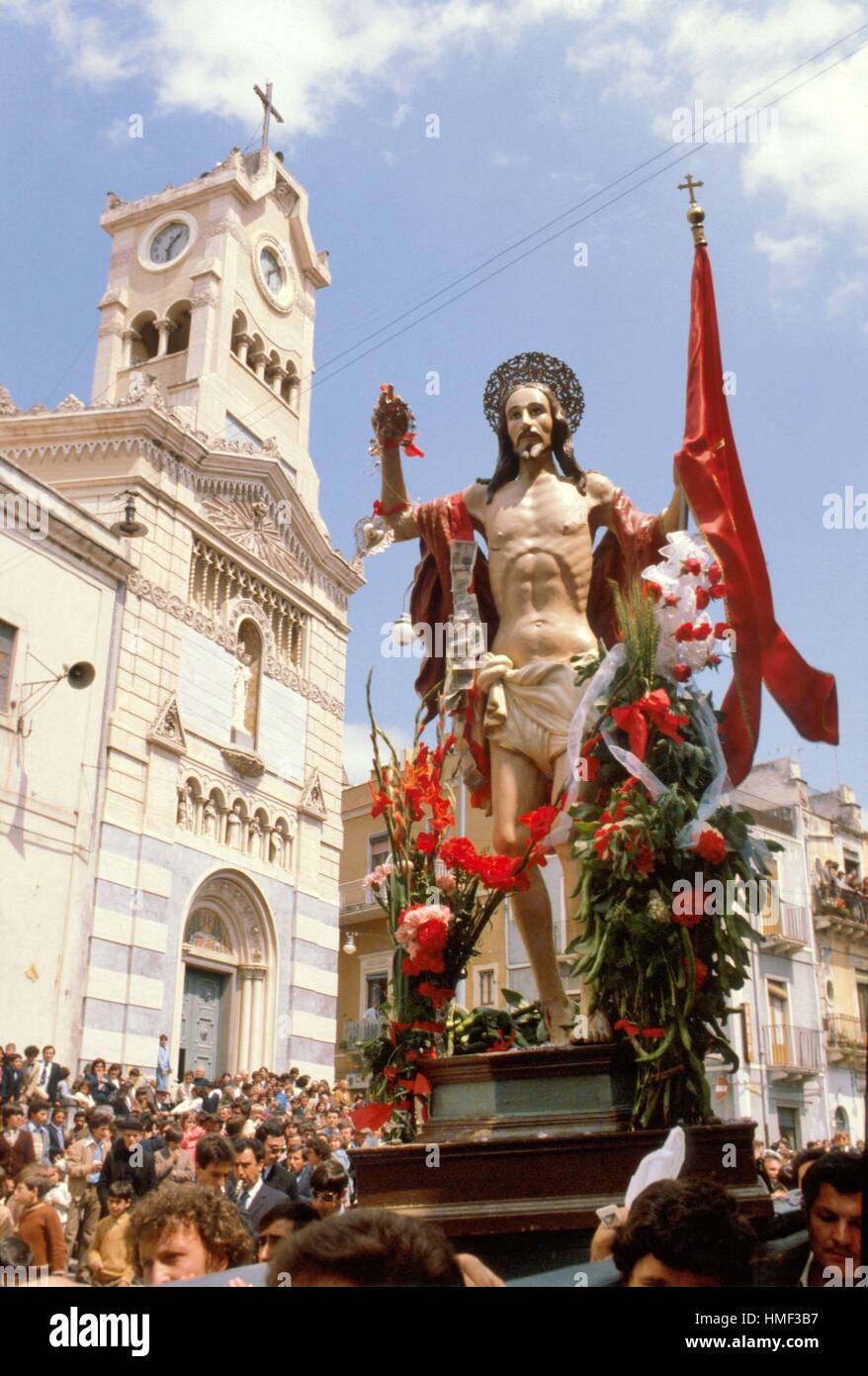 Sicily (Italy); traditional celebrations of the Easter, procession of ...