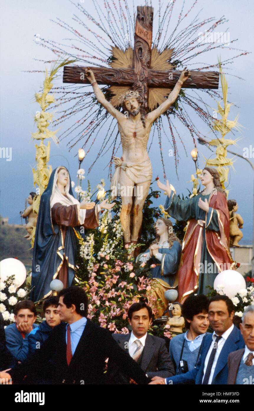 Sicily (Italy); traditional celebrations of the Easter, procession of ...