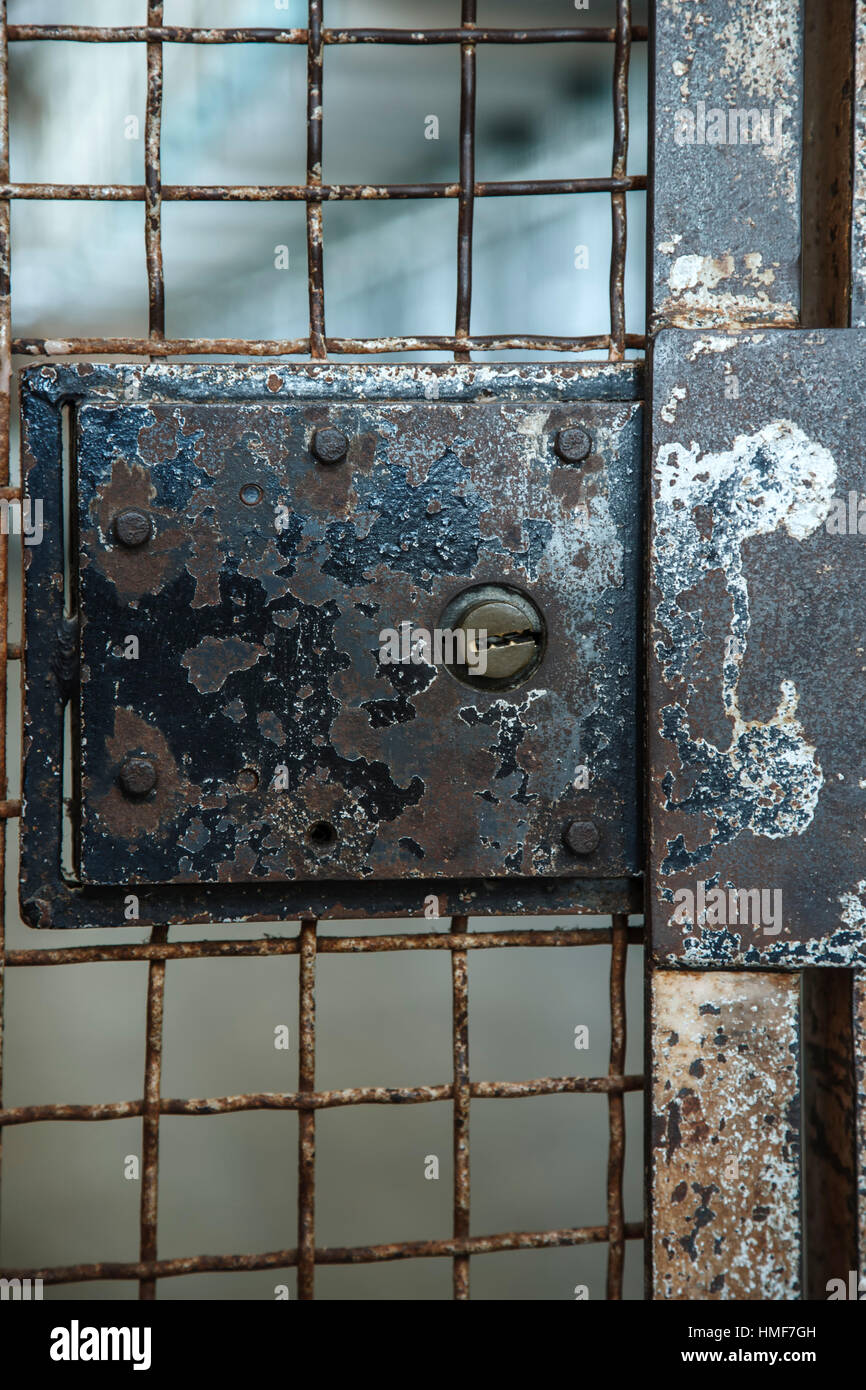 Rusting lock, Cellhouse, Alcatraz Island, San Francisco, California USA ...