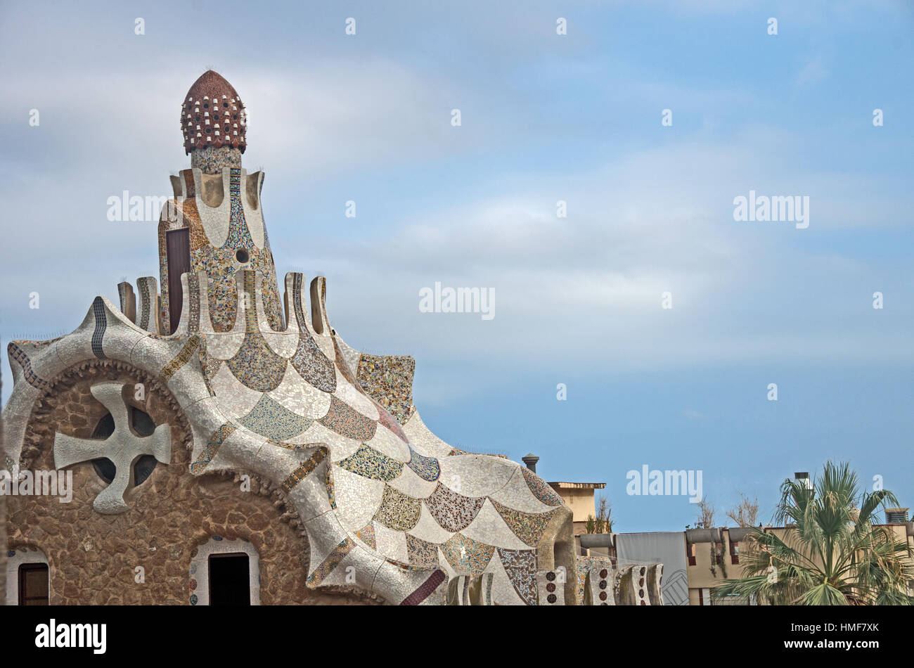 Gaudi’s Guell Park, Casa Del Guarda, Barcelona, Spain, Europe Stock ...