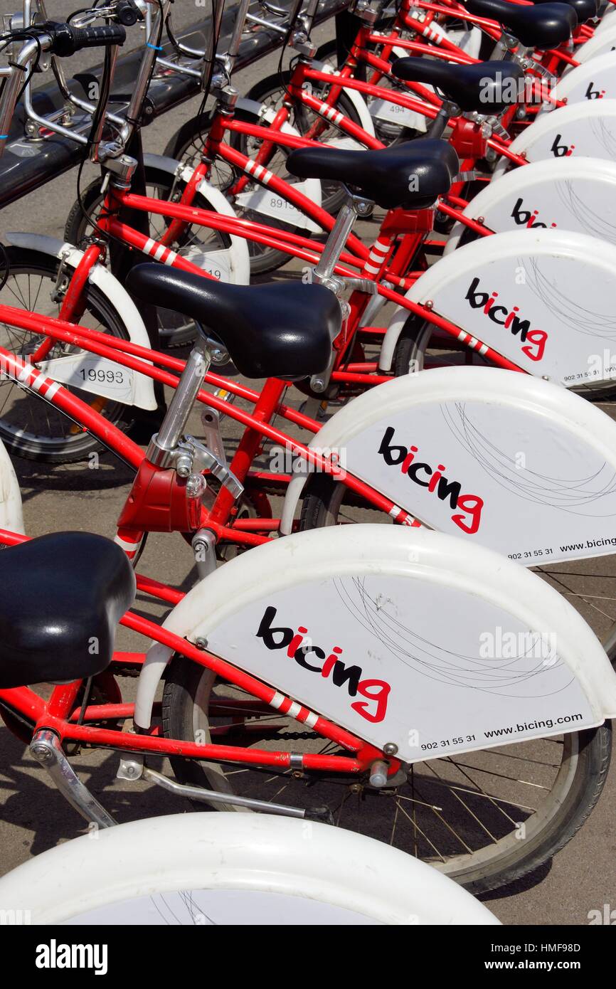 Barcelona (Spain). Bicycle service in the city of Barcelona Stock Photo ...