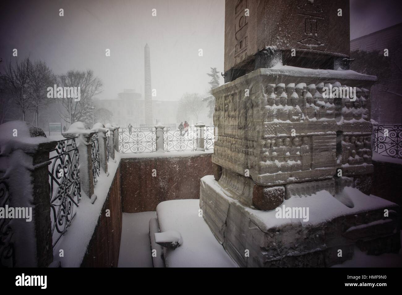 Hippodrome of Constantinople under the snow. Istanbul. Turkey Stock ...
